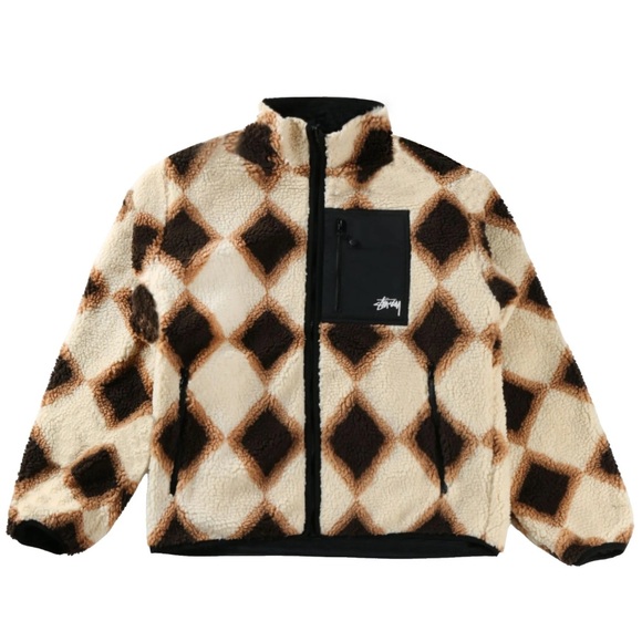 Stussy | Jackets & Coats | Nwt Reversible Stussy Tan Diamond Pattern ...